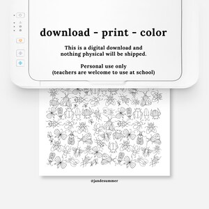 Bug Doodles | Hand-drawn Coloring Page Print & Color | Digital Art ...
