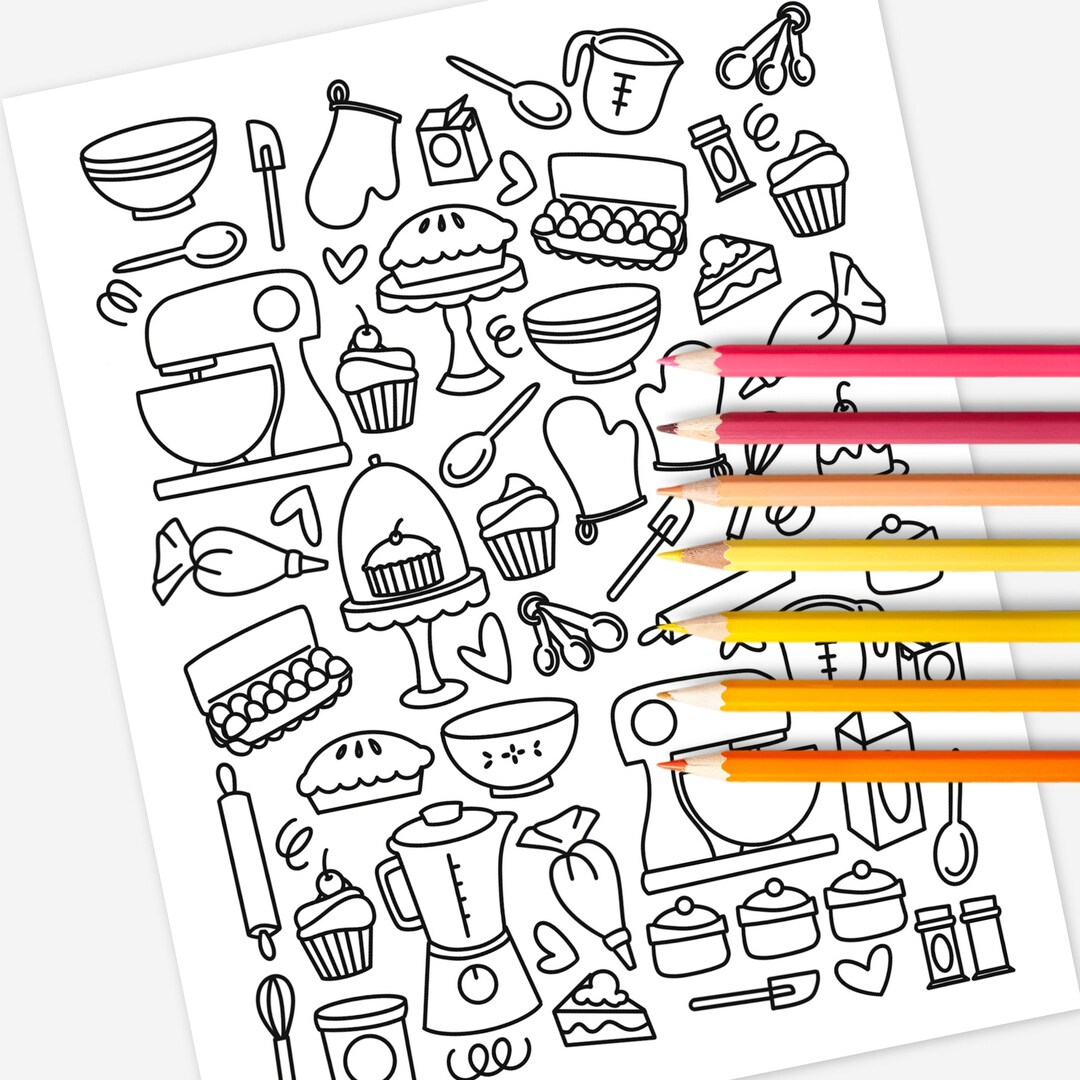 Bakery Shop Coloring Page Printable | Dessert Coloring Sheet | Relaxing ...