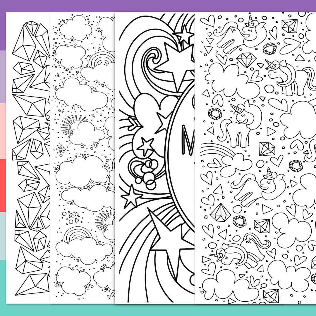 4 Pack She's Magic Unicorns & Rainbows | Digital Coloring Book Pages - Etsy
