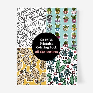 50 Coloring Pages | All the Seasons Digital Coloring Book Illustrations ...