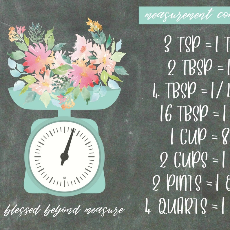 Cooking Conversion Chart Magnetic Sign 5.5X4.2 Inches | Etsy