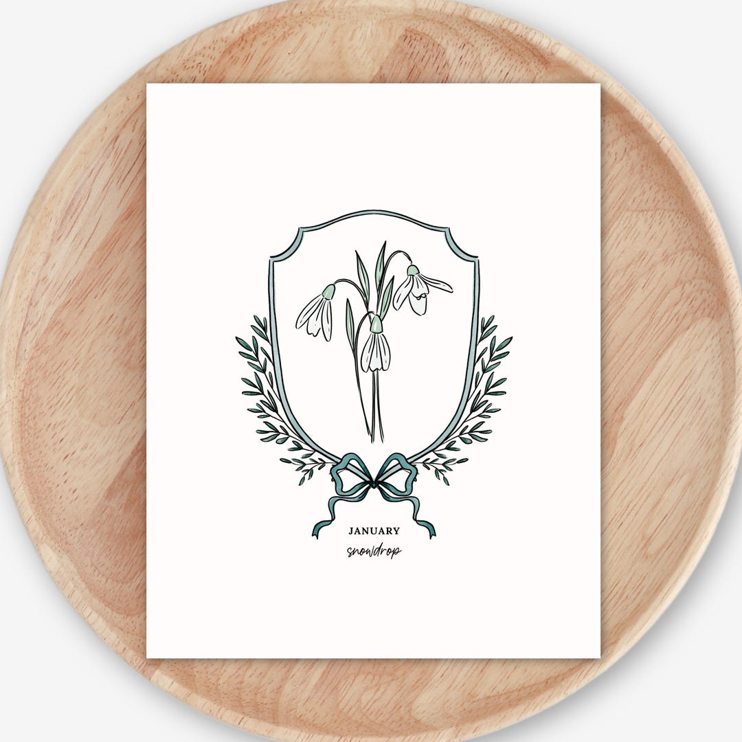 January Snowdrop Birth Flower Printables | Watercolor, Black + White ...