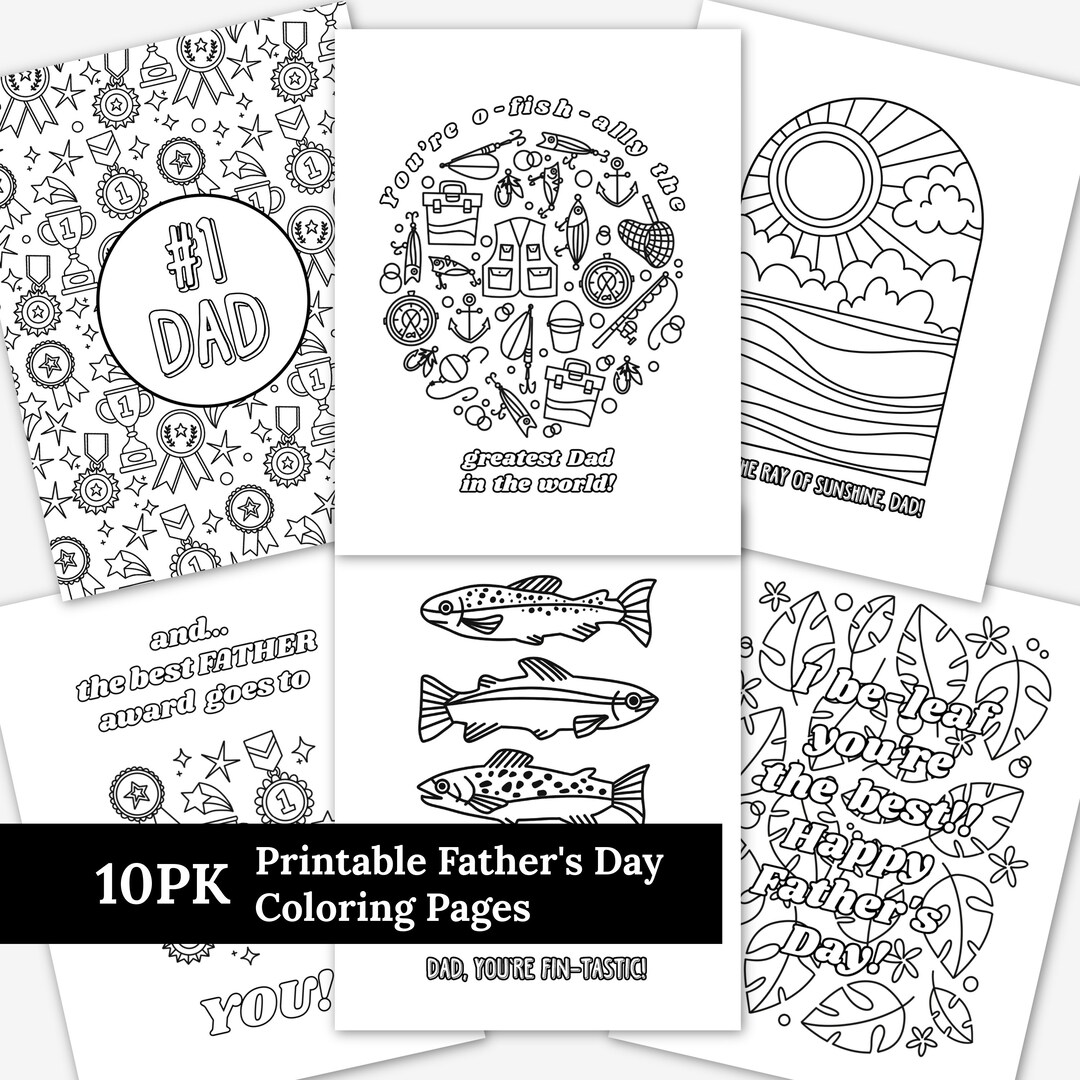 10 Father's Day Printable Coloring Pages | Illustrated Fishing Camping ...