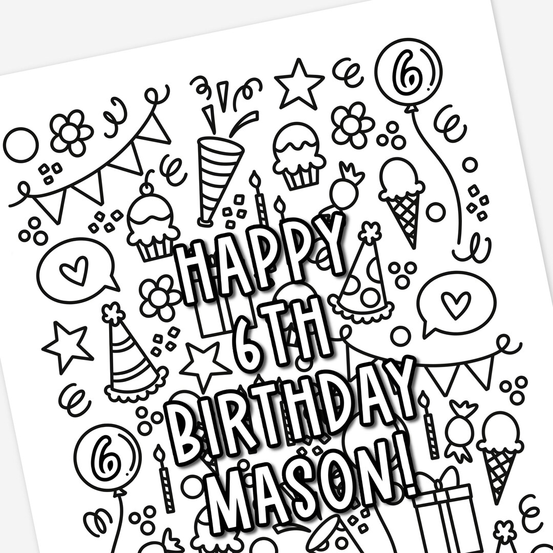 Custom Birthday Coloring Page Printable | Personalized Coloring Sheet ...
