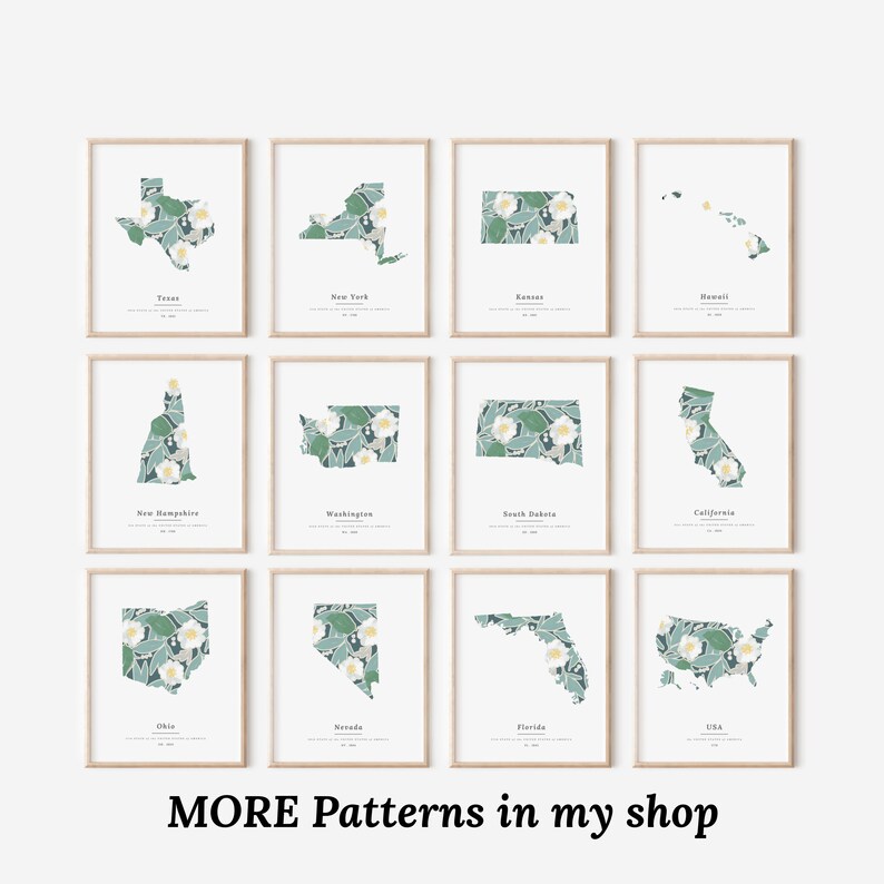 YOU Pick 1 US States USA Map Patterned State Print Big - Etsy