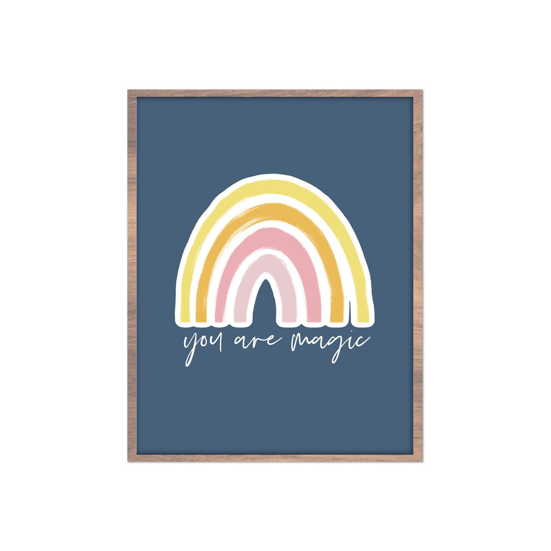 You Are Magic Dark Blue Rainbow Watercolor Digital - Etsy