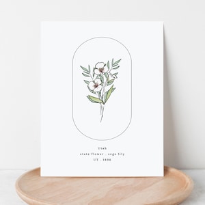 Utah State Flower | Sego Lily Watercolor Floral Art Printable | US ...