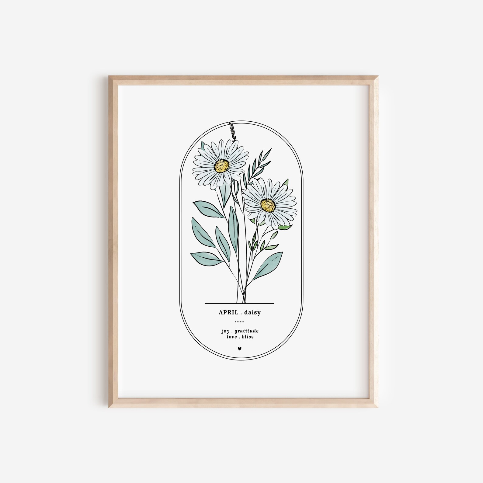 April Birth Flower Daisy Art | Simple Floral Illustration Printable - Etsy