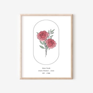 New York State Flower | Rose Watercolor Floral Art Printable ...