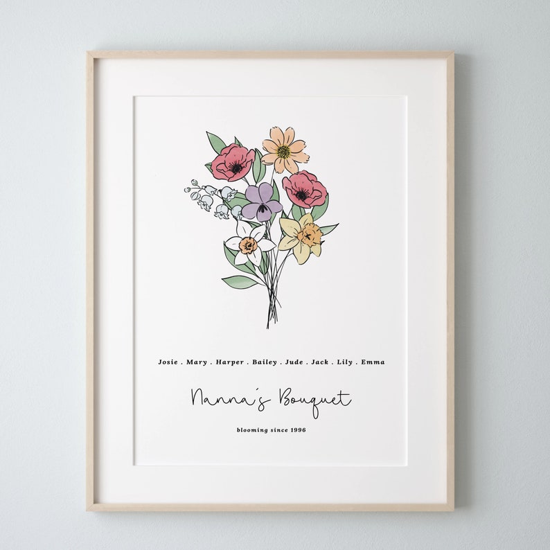 Family Birth Flower Bouquet Printable up to 10 - Etsy