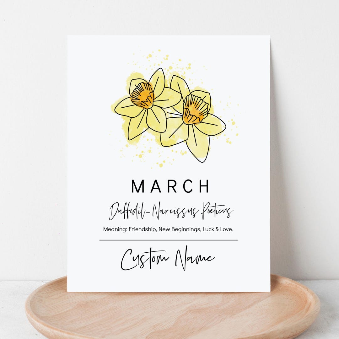Custom Name March Birth Flower Daffodil | Personalized Digital ...