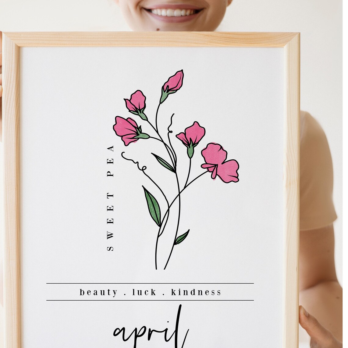 April Sweet Pea Birth Flower Digital Art Printable | Etsy