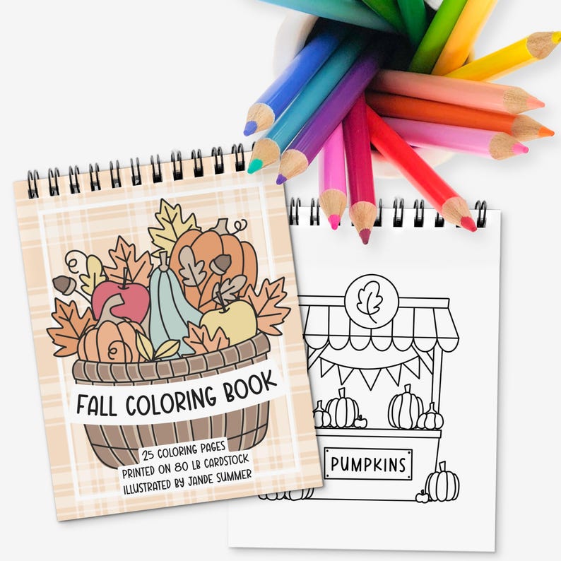 Fall Mini Coloring Book 25 Pg | Hand Illustrated Pocket Sized 4.25x5.5 ...