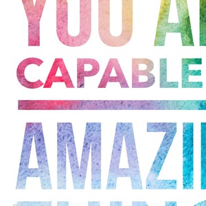 You Are Capable of Amazing Things | Watercolor Rainbow Art Digital ...