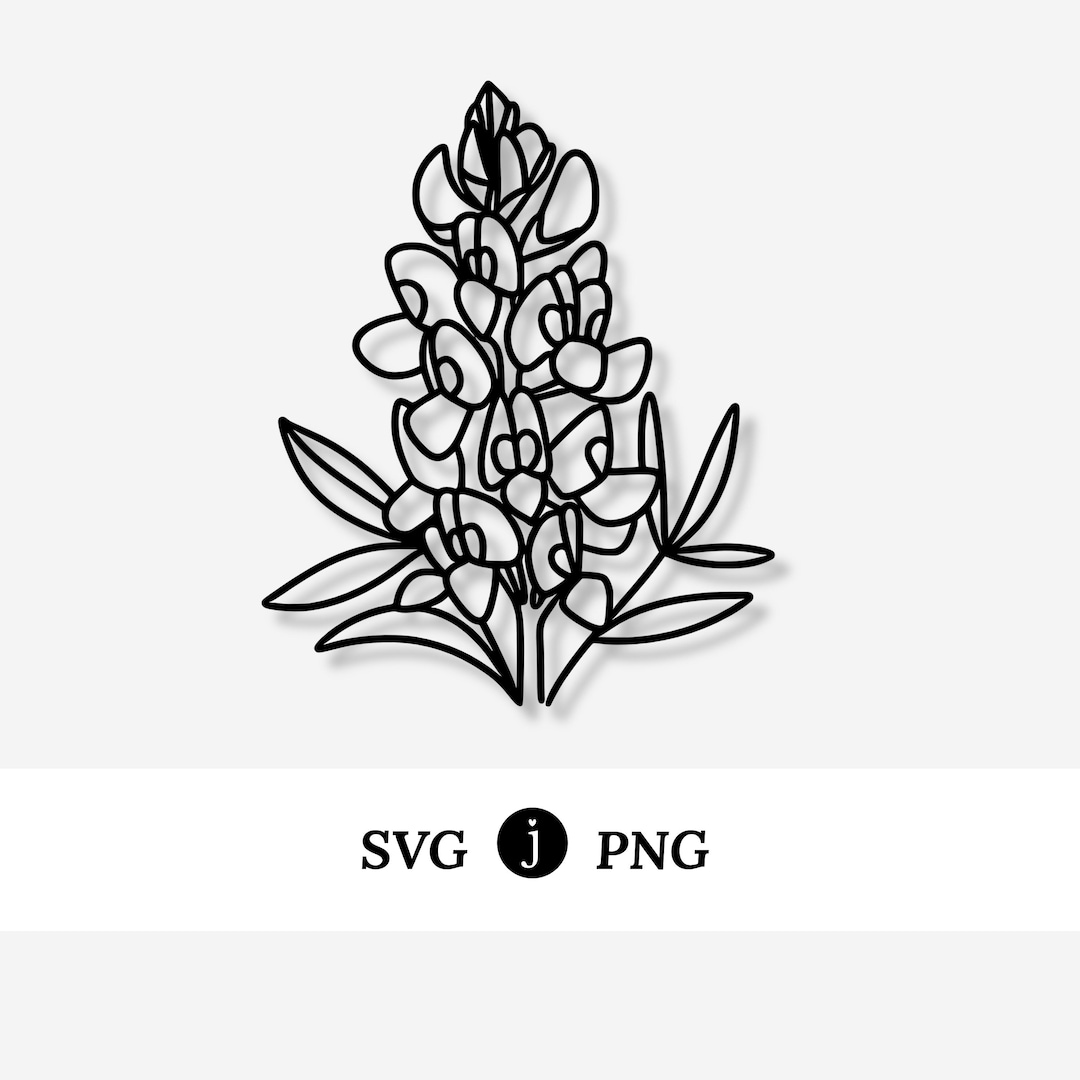 Bluebonnet Flower Illustrated Svg Png Digital Graphic Files | Craft ...