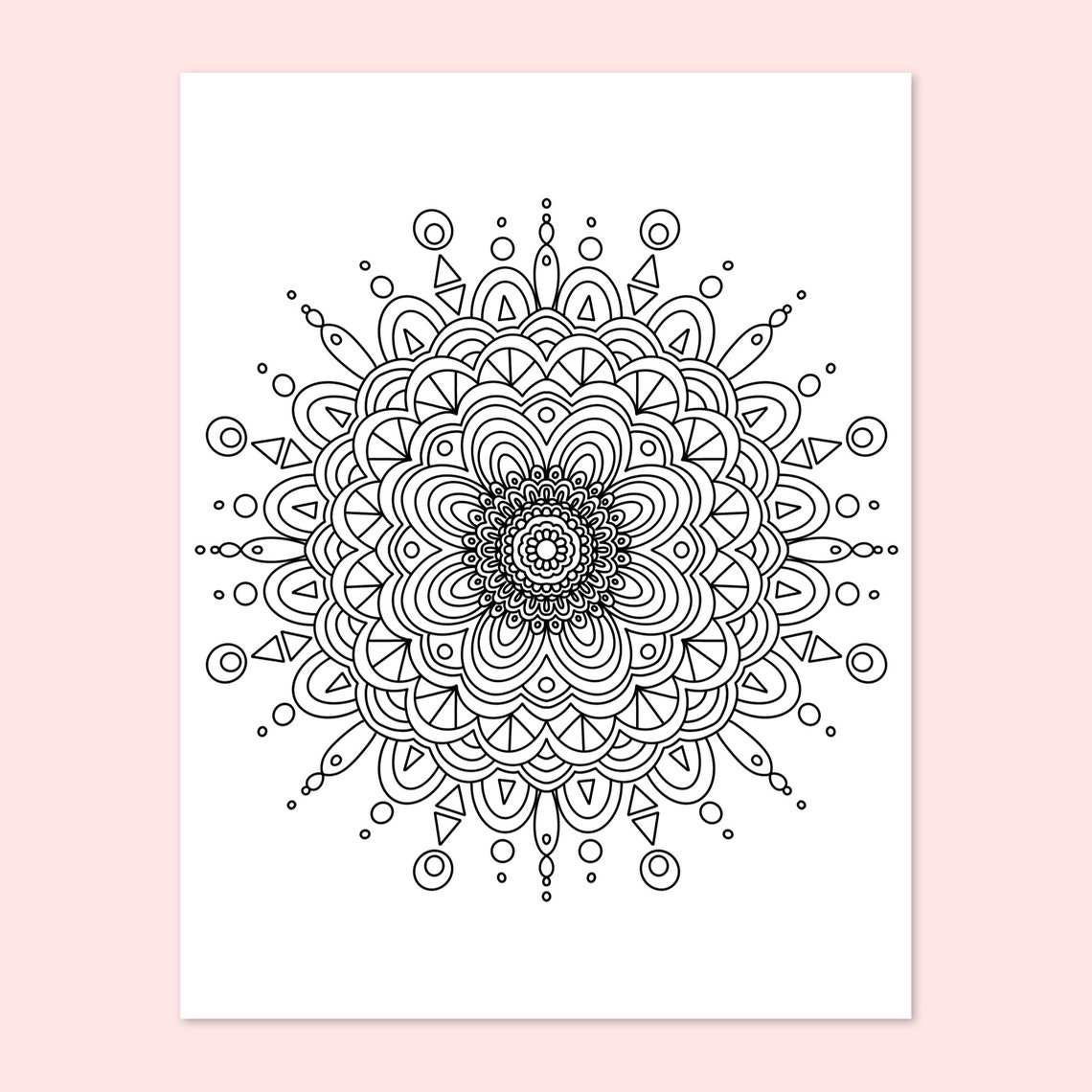 Mandala Flower Coloring Page Hand-drawn Zen Digital Print & - Etsy
