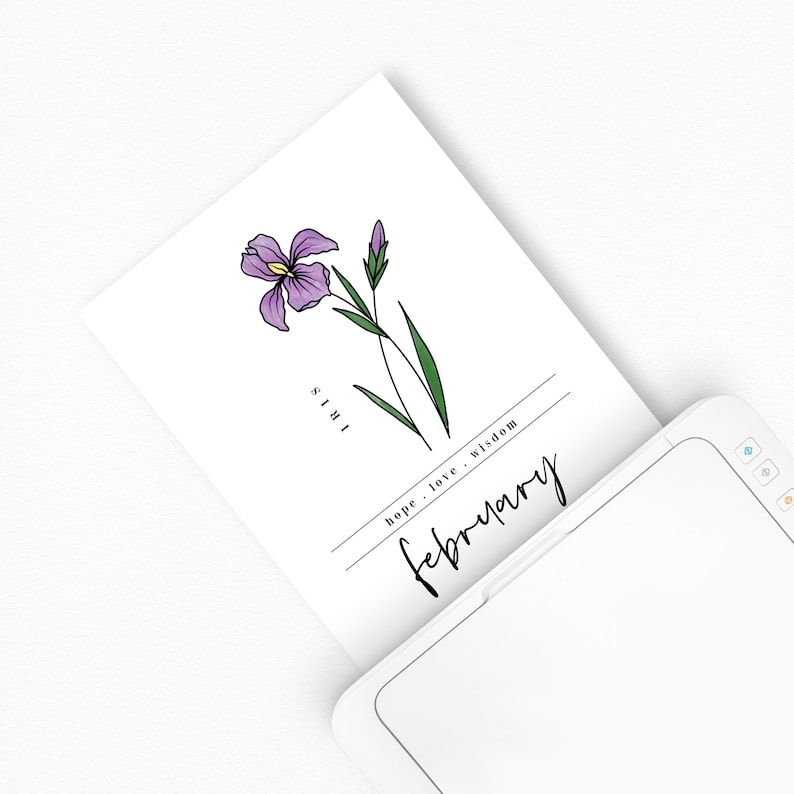 February Iris Birth Flower Digital Art Printable - Etsy