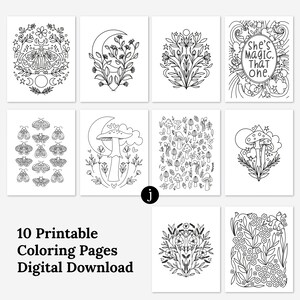10 Pk Magical Printable Coloring Book 10pk Coloring Pages | Hand-drawn ...