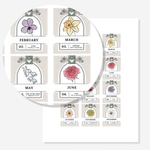 12 Birth Flower Garden Seed Printable | Full Year Birth Flower Chart - Etsy