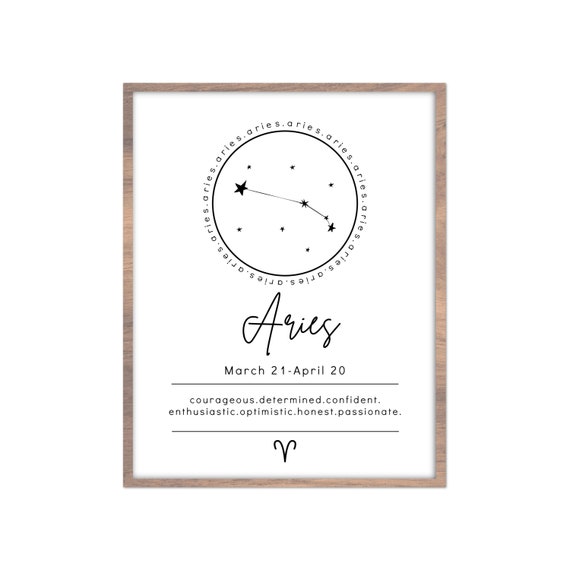 Aries Zodiac Sign Astrology Chart Attributes Horoscope | Etsy