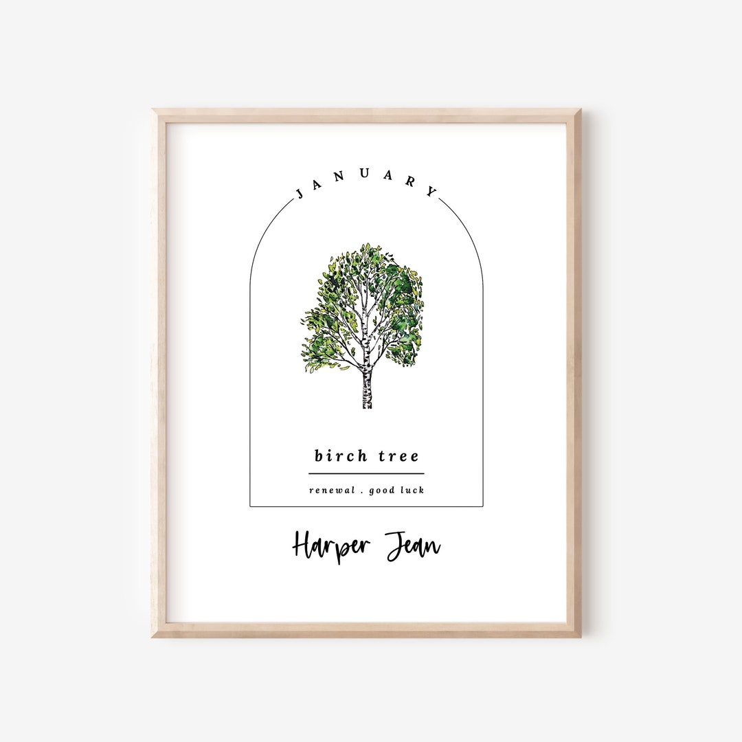 Personalized Name Birth Tree Art Print | Birthwood Full Tree Watercolor ...