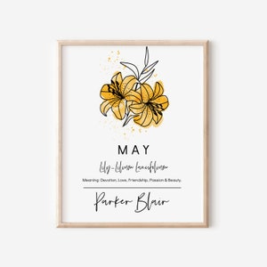 May Birth Flower Lily Personalized Digital Printable - Etsy