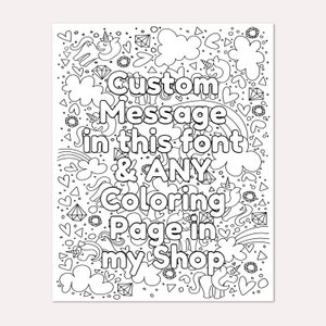 Custom Text on Any Coloring Page in My Shop | Personalized Coloring ...