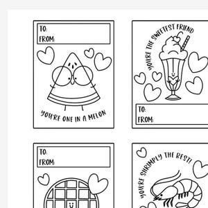 Coloring Valentine's Day Printable | 6 Classroom Exchange Cards for ...