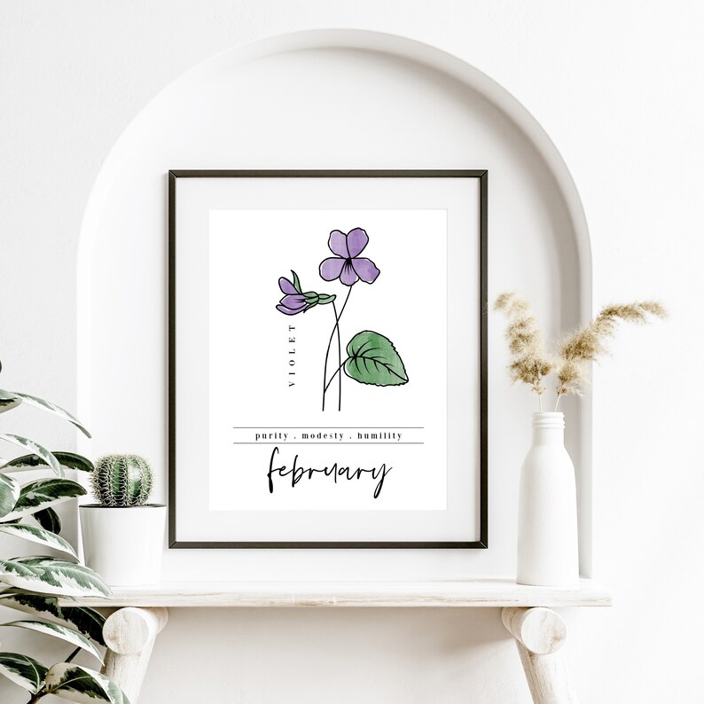 February Violet Birth Flower Digital Art Printable - Etsy
