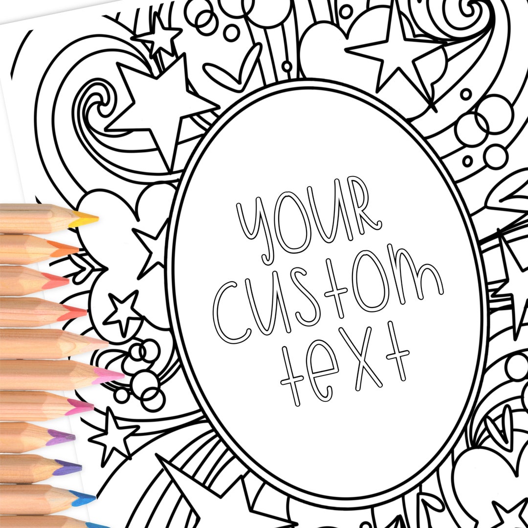 Custom Text Coloring Page | Personalized Coloring - Etsy