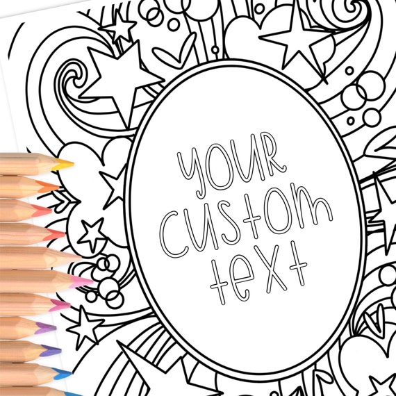 Custom Text Coloring Page Personalized Coloring | Etsy