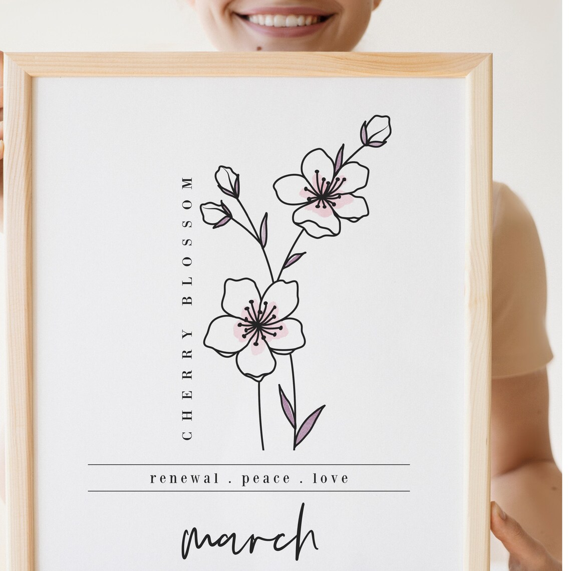 March Cherry Blossom Birth Flower Digital Art Printable | Etsy