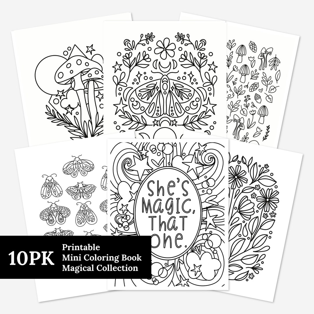 10 Pk Magical Printable Coloring Book 10pk Coloring Pages | Hand-drawn ...