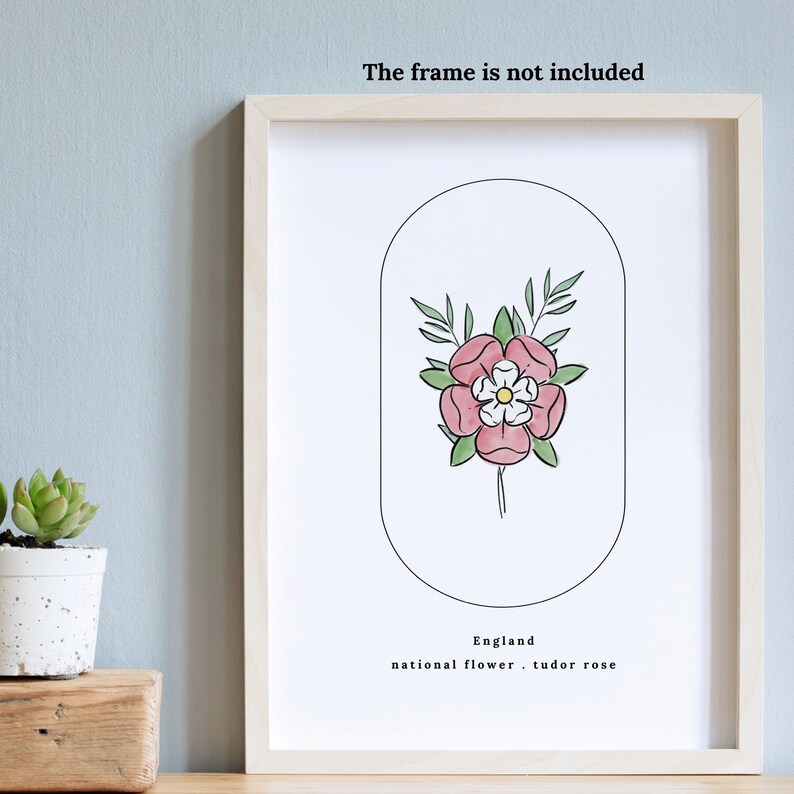 England National Flower Printable | Tudor Rose Watercolor Floral Art - Etsy