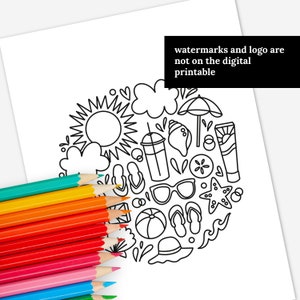 Beach Day Printable Coloring Page | Vacation Sunshine Ocean Themed ...