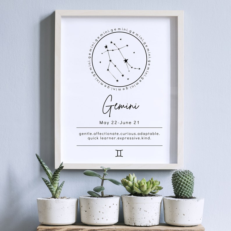 Gemini Zodiac Sign Astrology Chart Attributes Horoscope - Etsy