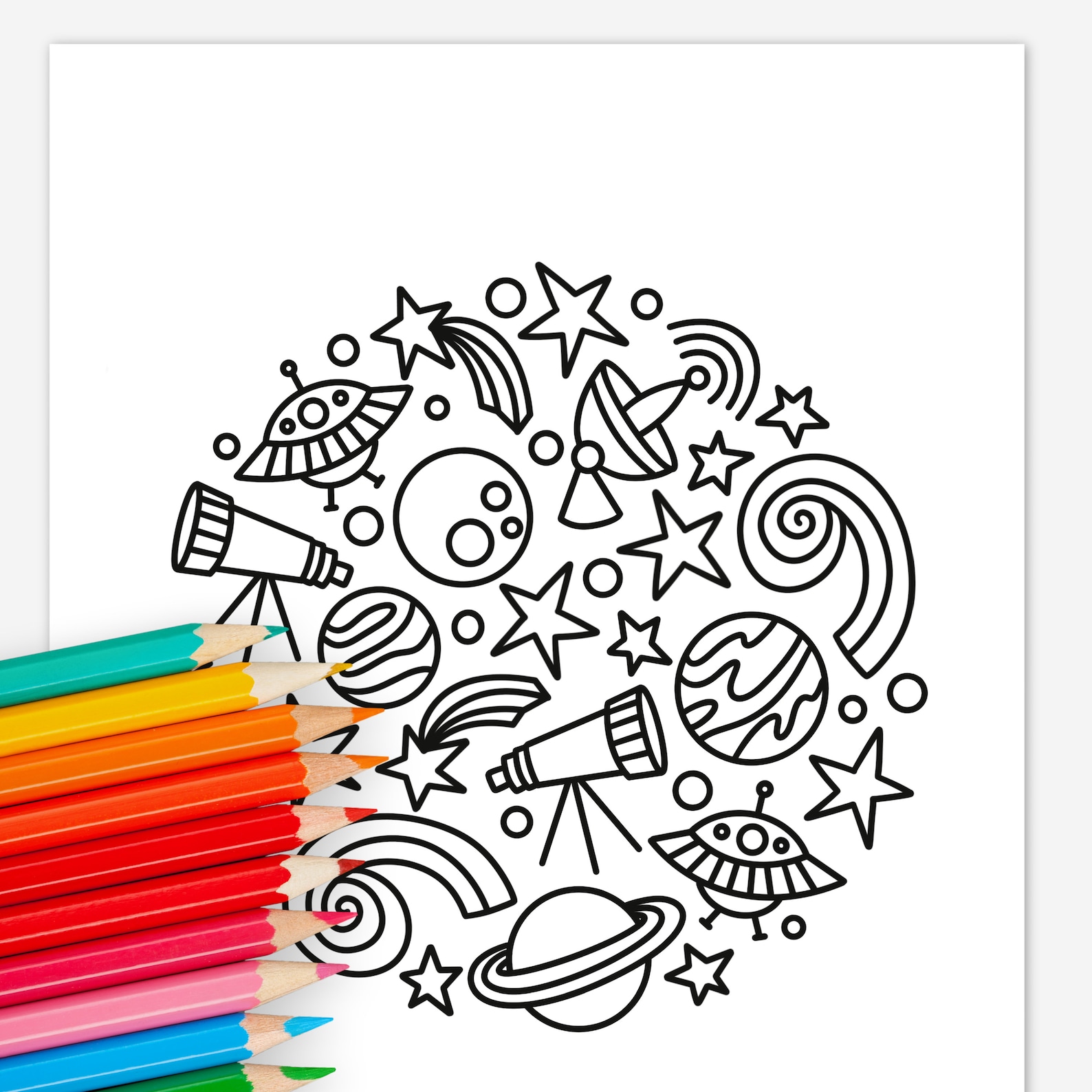 2 PK Space Astronomy & Galaxy Printable Coloring Pages | Matching Hand ...