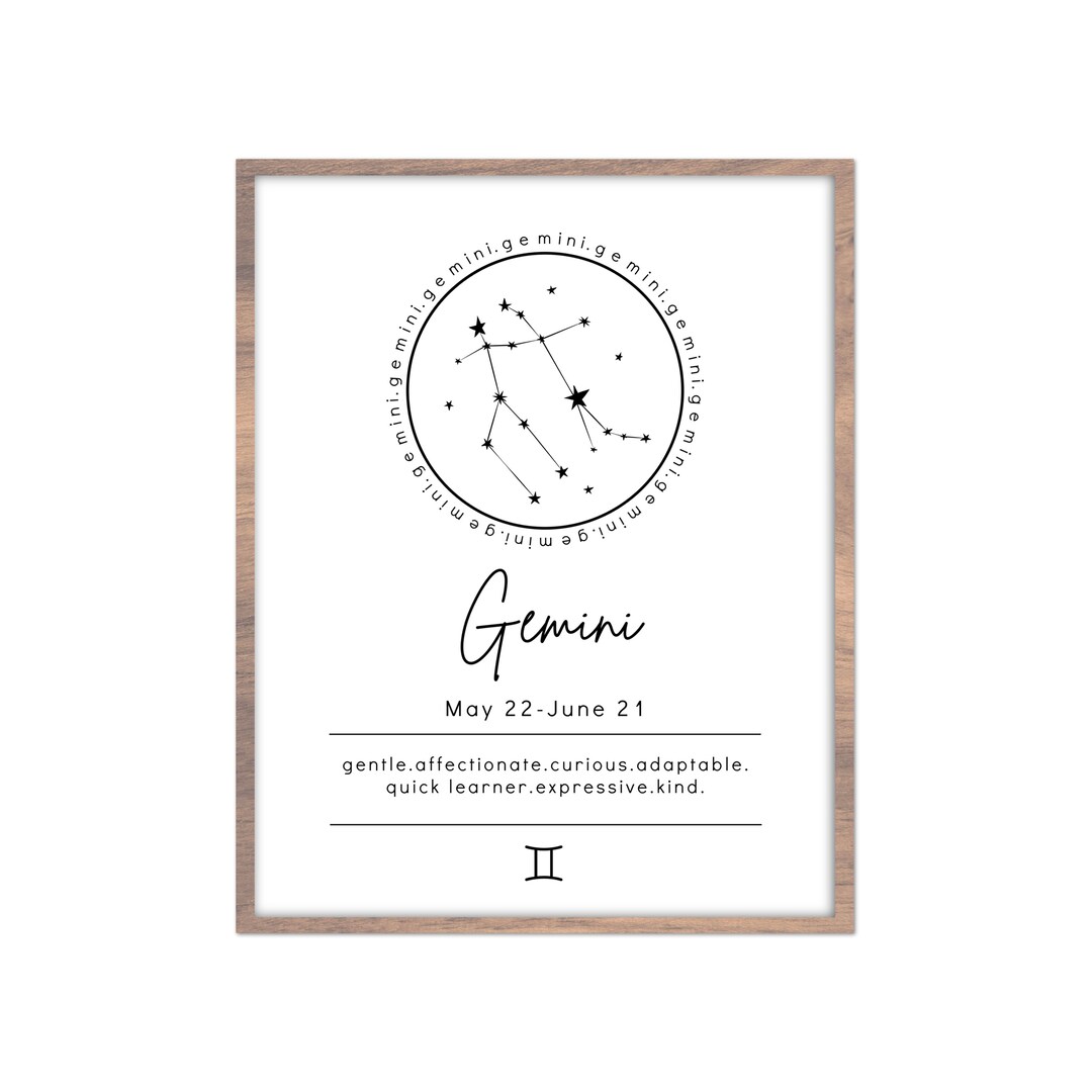 Gemini Zodiac Sign Astrology Chart Attributes Horoscope - Etsy