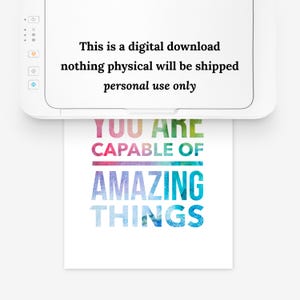 You Are Capable of Amazing Things | Watercolor Rainbow Art Digital ...