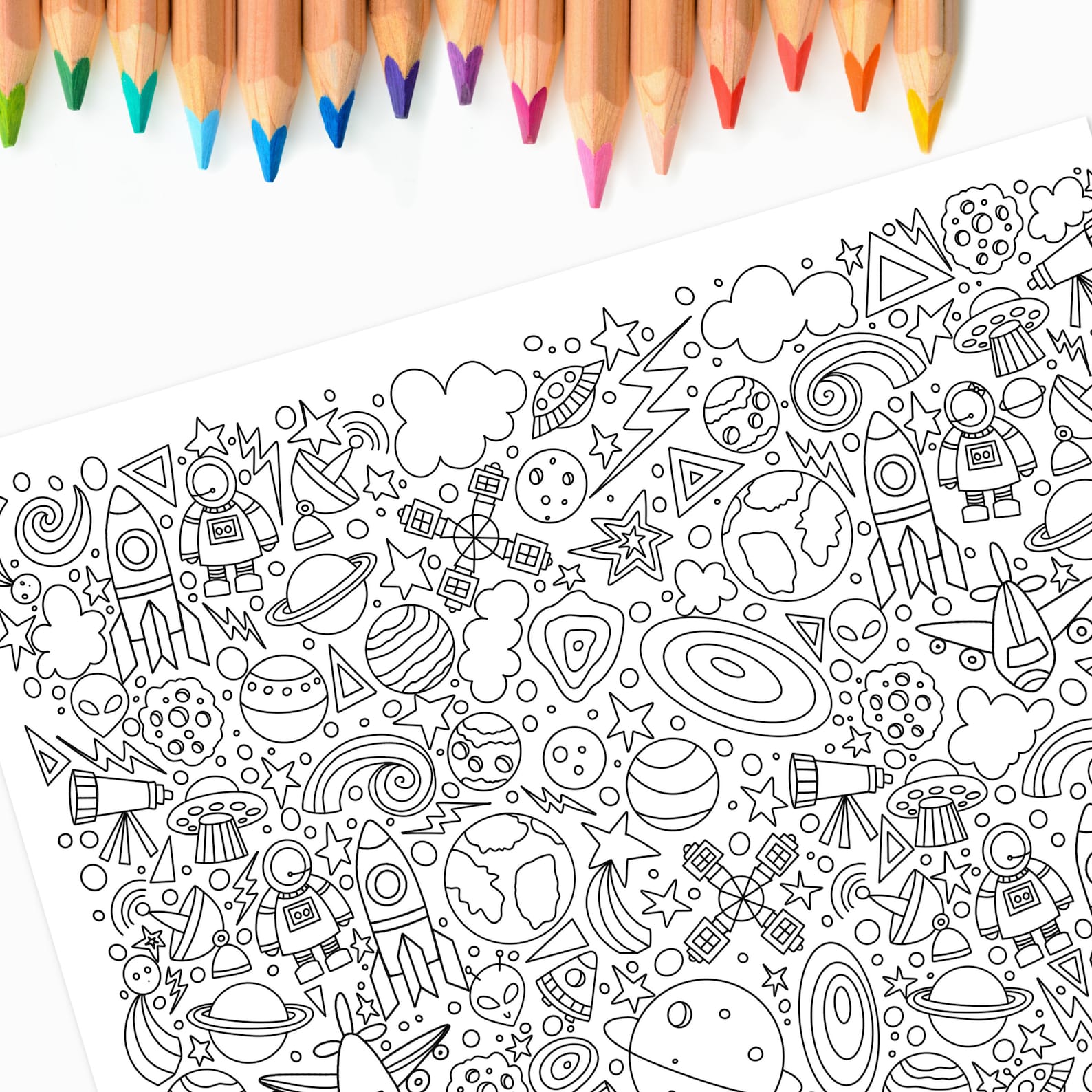 Space Astronomy & Science | Hand-drawn Coloring Page Printable | School ...