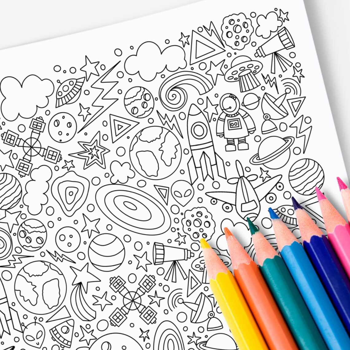 Space Astronomy & Science | Hand-drawn Coloring Page Printable | School ...