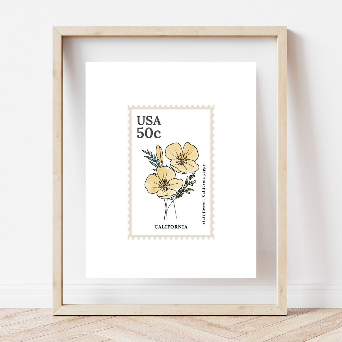California US State Flower Stamp | Poppy Watercolor Floral Art ...