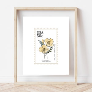 California US State Flower Stamp | Poppy Watercolor Floral Art ...