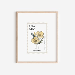 California US State Flower Stamp | Poppy Watercolor Floral Art ...