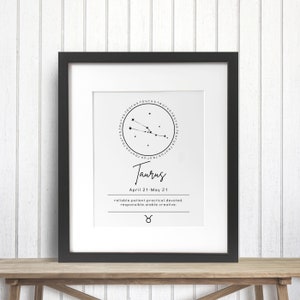 Personalized Taurus Zodiac Sign Custom Astrology Chart - Etsy