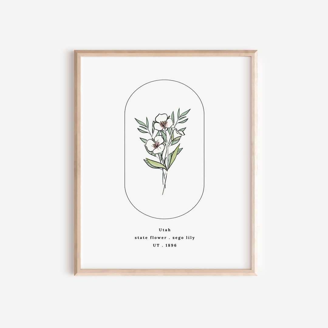 Utah State Flower | Sego Lily Watercolor Floral Art Printable | US ...