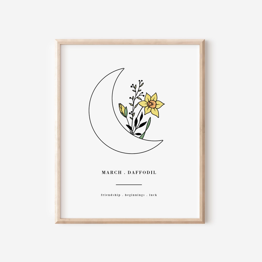March Birth Flower Daffodil | Lunar Floral Art Printable | Garden ...