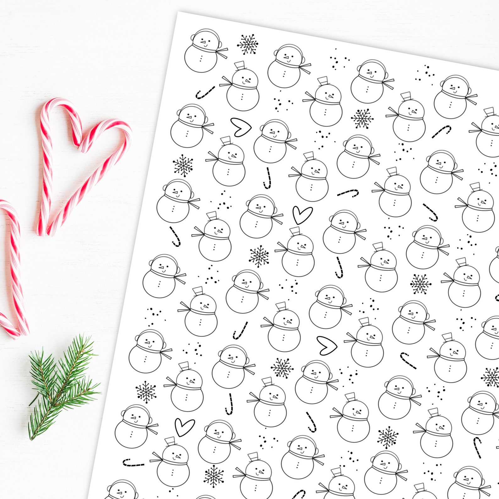 Snowman Coloring Page Christmas Digital Printable | Etsy