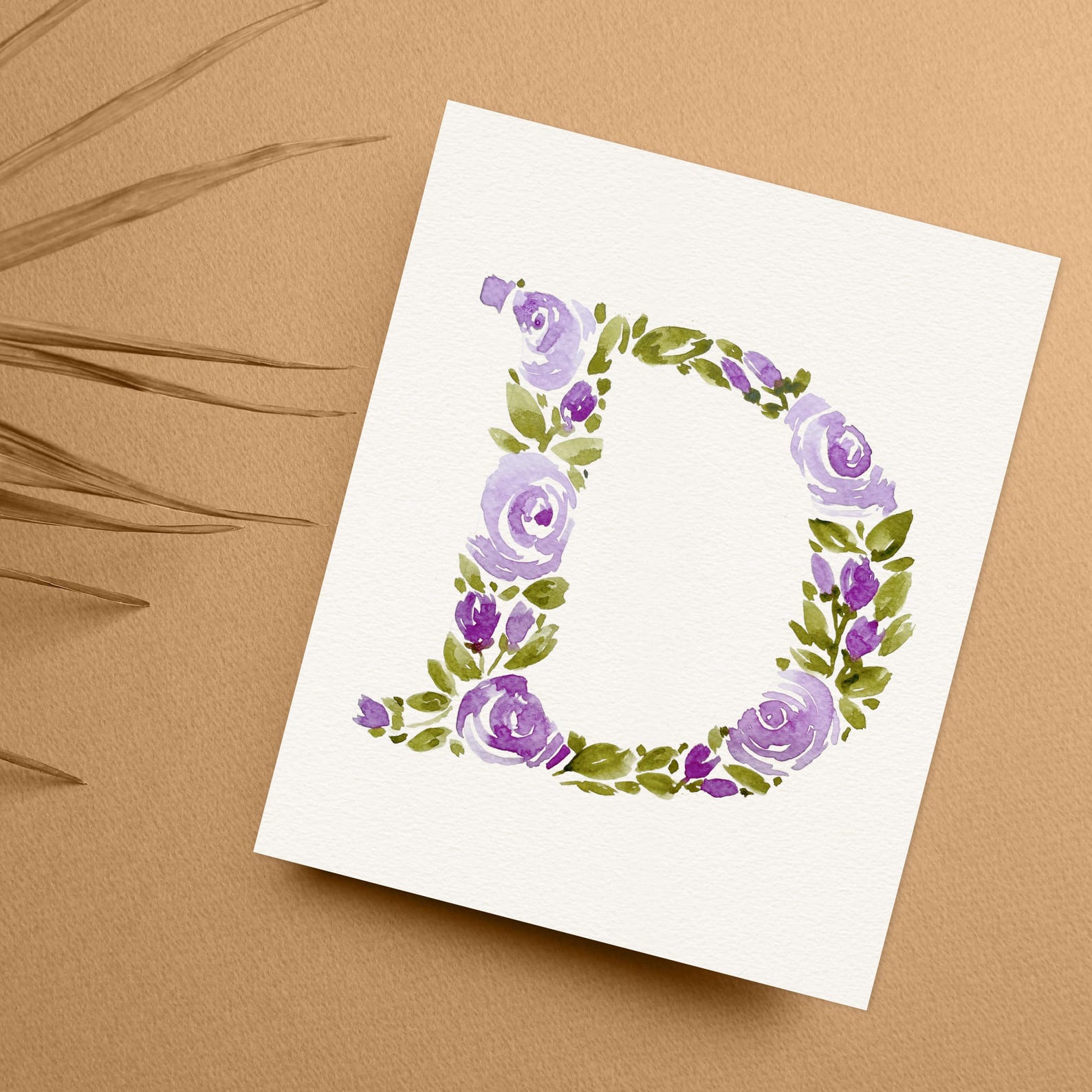 Hand Painted Rose Letter | Floral Monogram Original Painting | Custom ...
