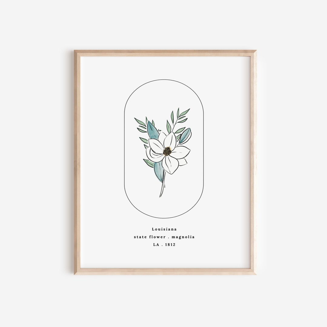 Louisiana State Flower | Magnolia Watercolor Floral Art Printable ...